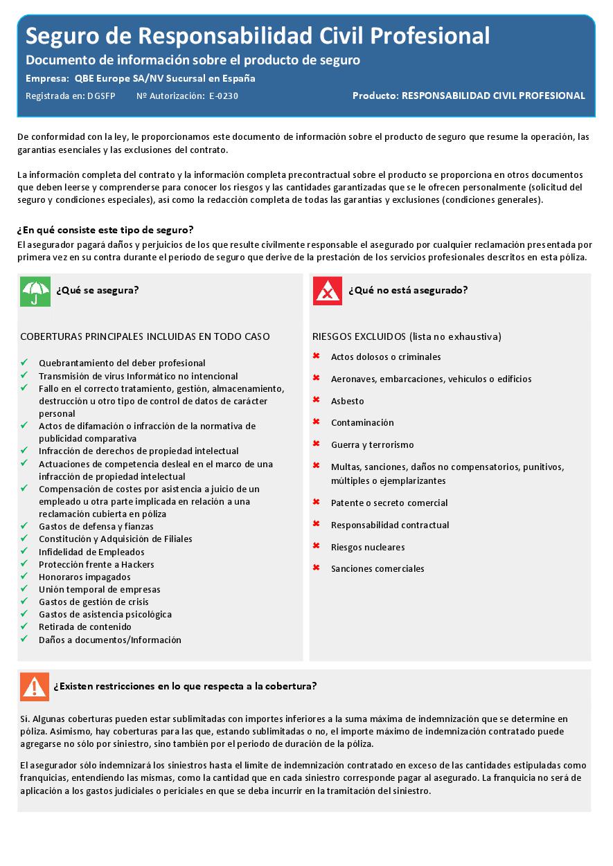 IPID - PI Miscellaneous - QBE European Operations